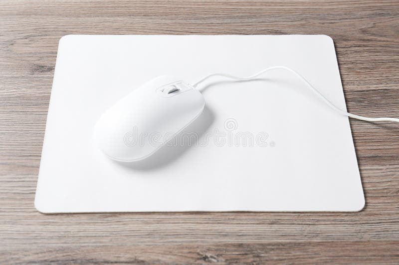 Computer Mouse with Mousepad on Wooden Desk Stock Image - Image of desk ...