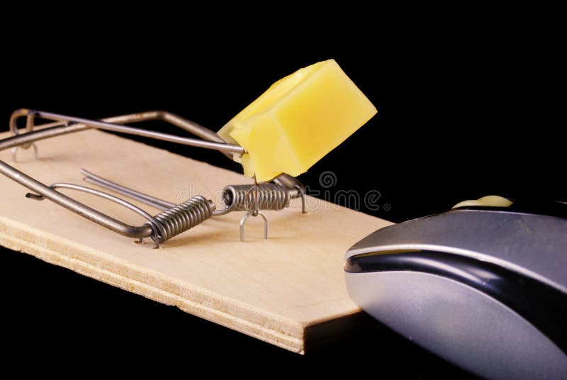 Computer Mouse and Mousetrap Stock Photo - Image of click, danger: 12041812