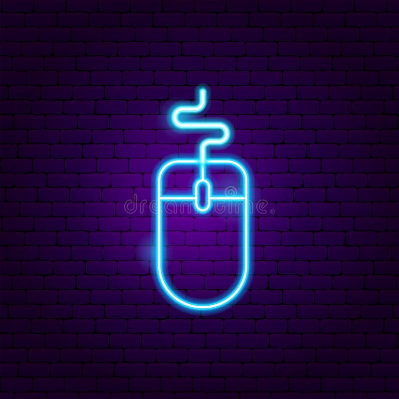 Computer Mouse Neon Label stock vector. Illustration of graphic - 150812668