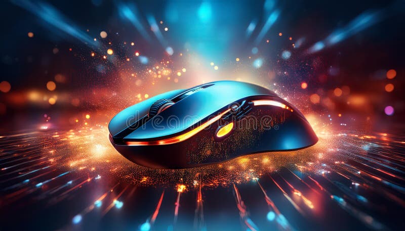 Computer Mouse with Neon Lights Stock Illustration - Illustration of ...