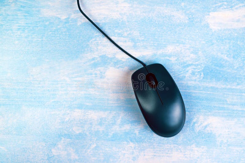 Computer Mouse on Office Desk, Top View Stock Photo - Image of optical ...