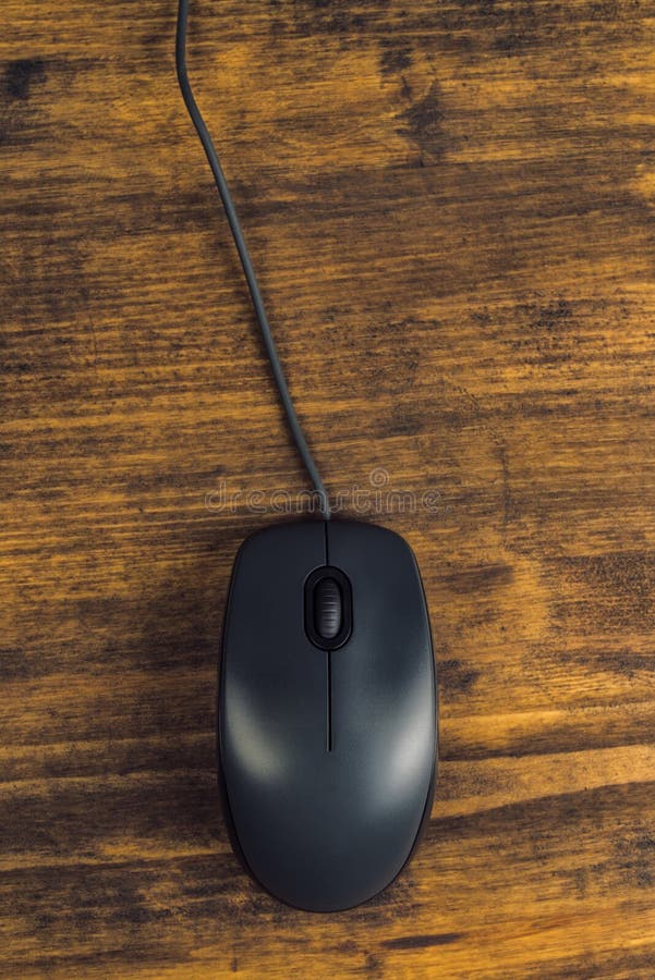 Computer Mouse on Office Desk, Top View Stock Image - Image of computer ...