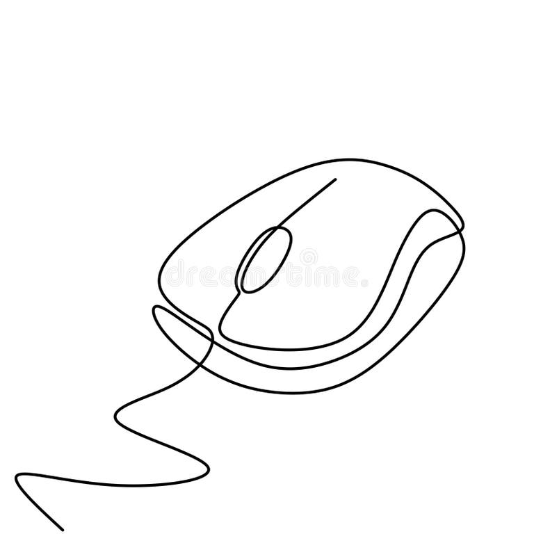 Computer Mouse One Continuous Line Drawing. Cursor Tool for Digital ...
