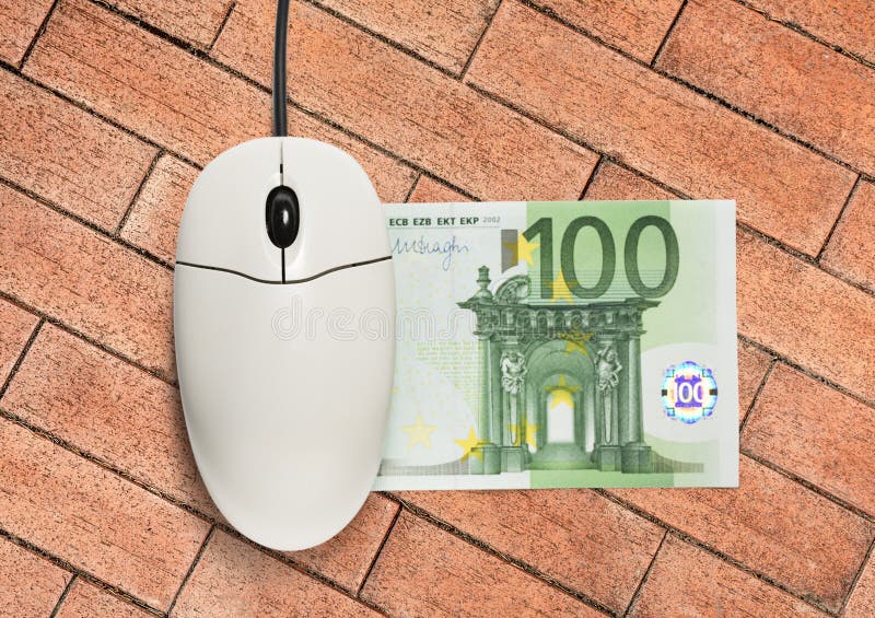 Computer Mouse and One Hundred Euro Banknote Stock Image - Image of ...