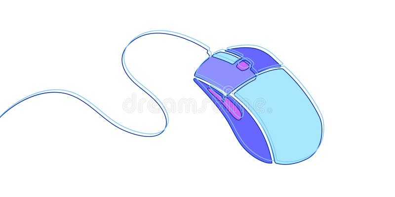 Computer Mouse. One Line Drawing. Linear Style.Vector Illustration ...