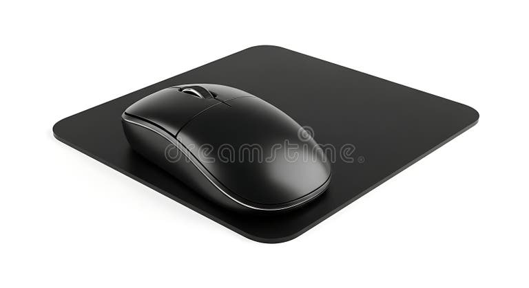 Black Computer Mouse on Pad Stock Photo - Image of background, device ...