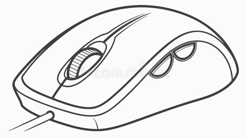 Computer Mouse Peripheral Device Technology Vector Line Drawing, Vector ...