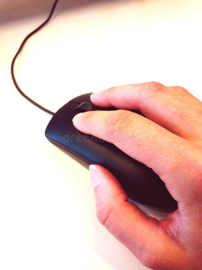 Hand Holding Computer Mouse Stock Image - Image of scroll, desk: 126473599