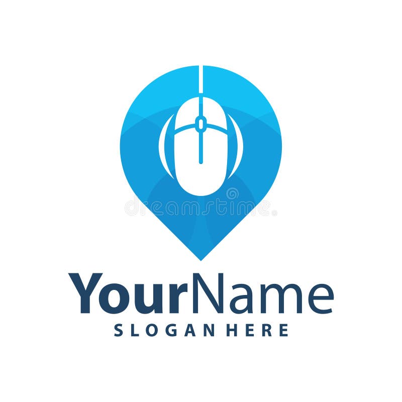 Computer Mouse with Point Logo Design Vector Illustration. Mouse Logo ...
