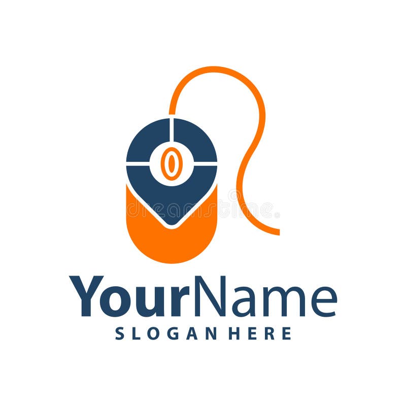 Computer Mouse with Point Logo Design Vector Illustration. Mouse Logo ...