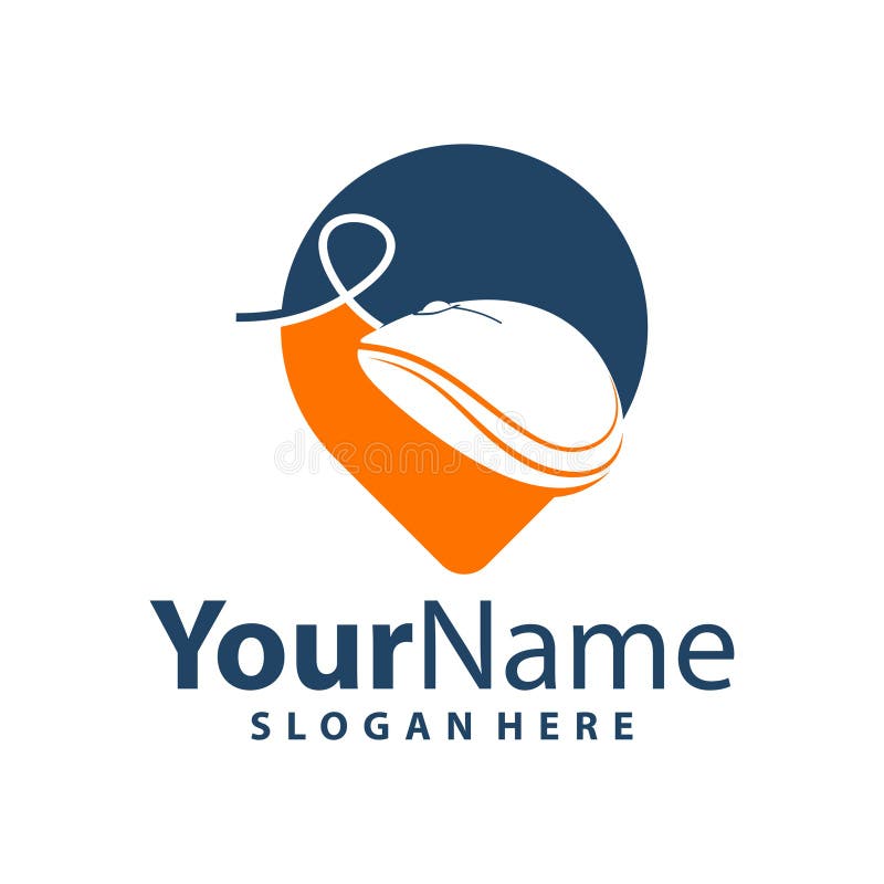 Computer Mouse with Point Logo Design Vector Illustration. Mouse Logo ...