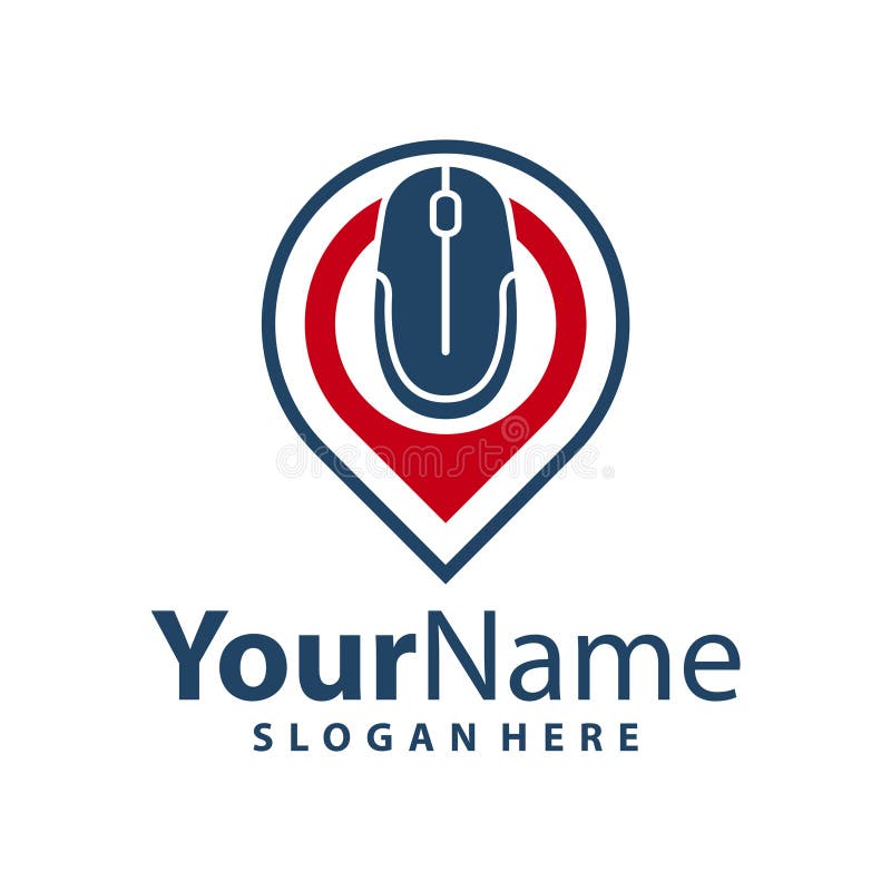 Computer Mouse with Point Logo Design Vector Illustration. Mouse Logo ...