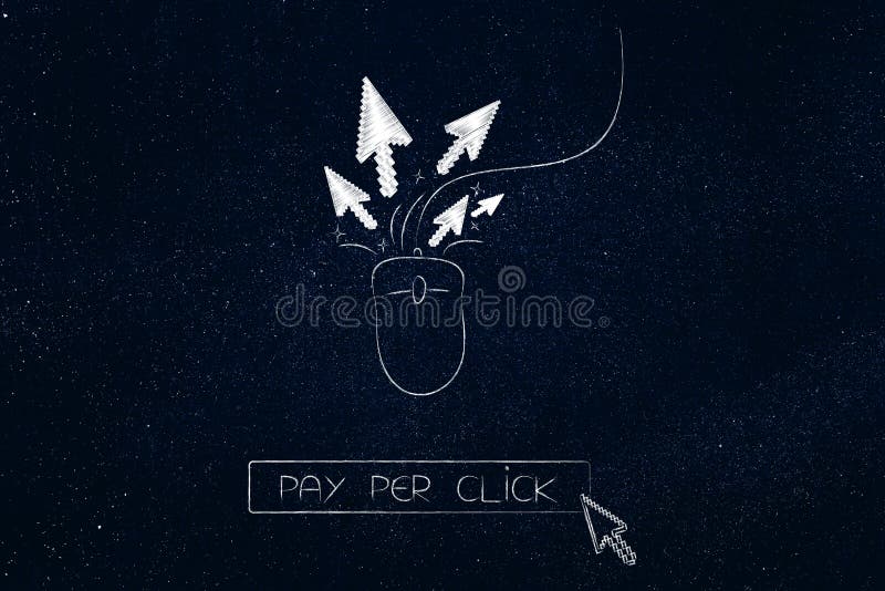 Computer Mouse with Pointer Arrows Coming Out, Pay Per Click Stock ...