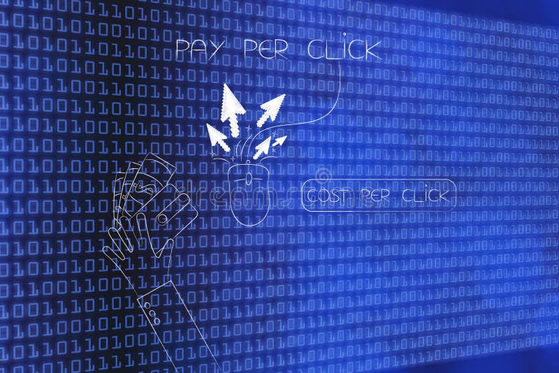 Computer Mouse with Pointer Arrows and Hand Giving Wallet, Pay P Stock ...