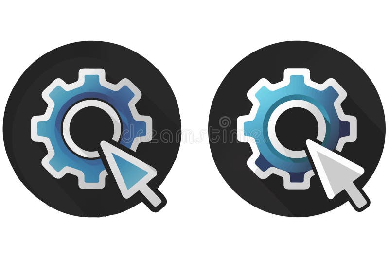 Computer Mouse Pointer Hovering Over Gear Icon Vector Stock Vector - Illustration of brand ...