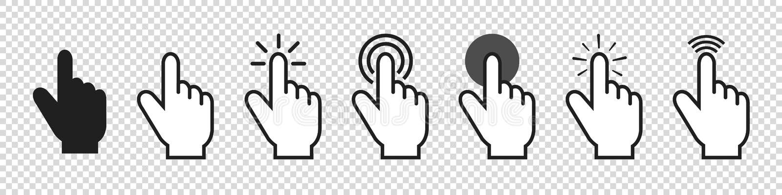 Cursor Click Collection. Cursor Computer Mouses, Isolated on Transparent Background. Clicking ...