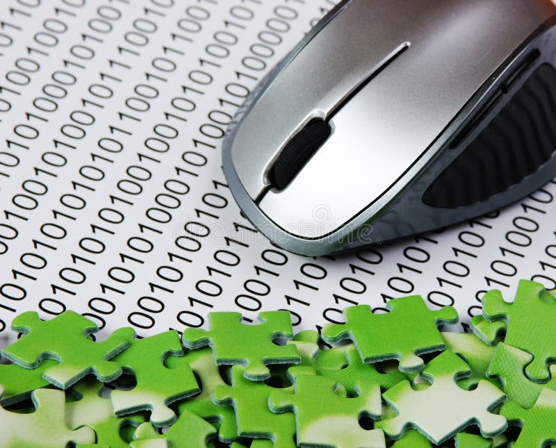Computer mouse and puzzles stock image. Image of data - 152309553