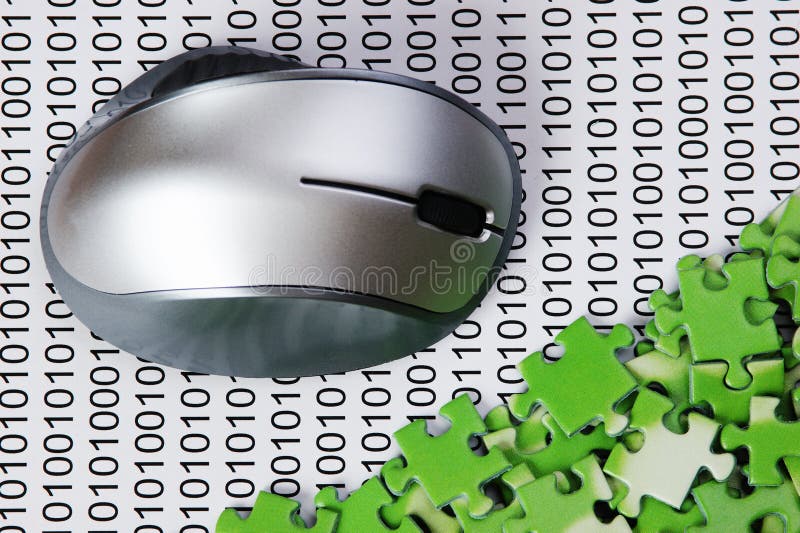 Computer mouse and puzzles stock photo. Image of idea - 32838344