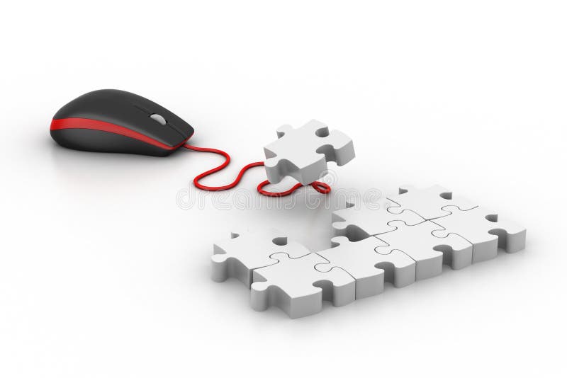Computer Mouse with Puzzles Stock Illustration - Illustration of data ...