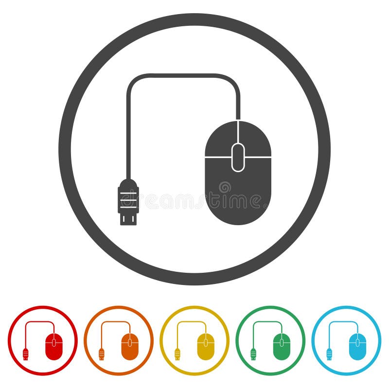 Computer Mouse Ring Icon, Color Set Stock Vector - Illustration of ...