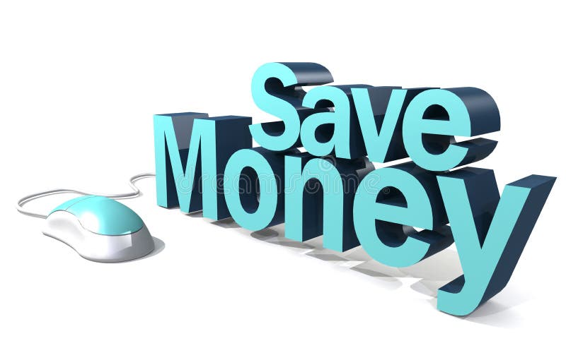 Computer Mouse with Save Money Wor Stock Illustration - Illustration of ...