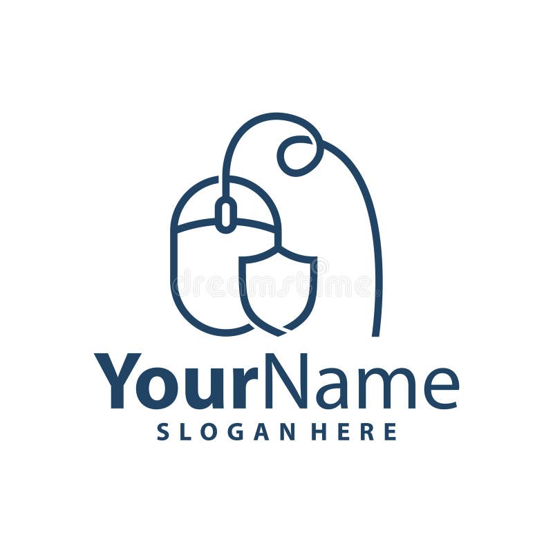 Computer Mouse with Shield Logo Design Vector Illustration. Mouse Logo ...