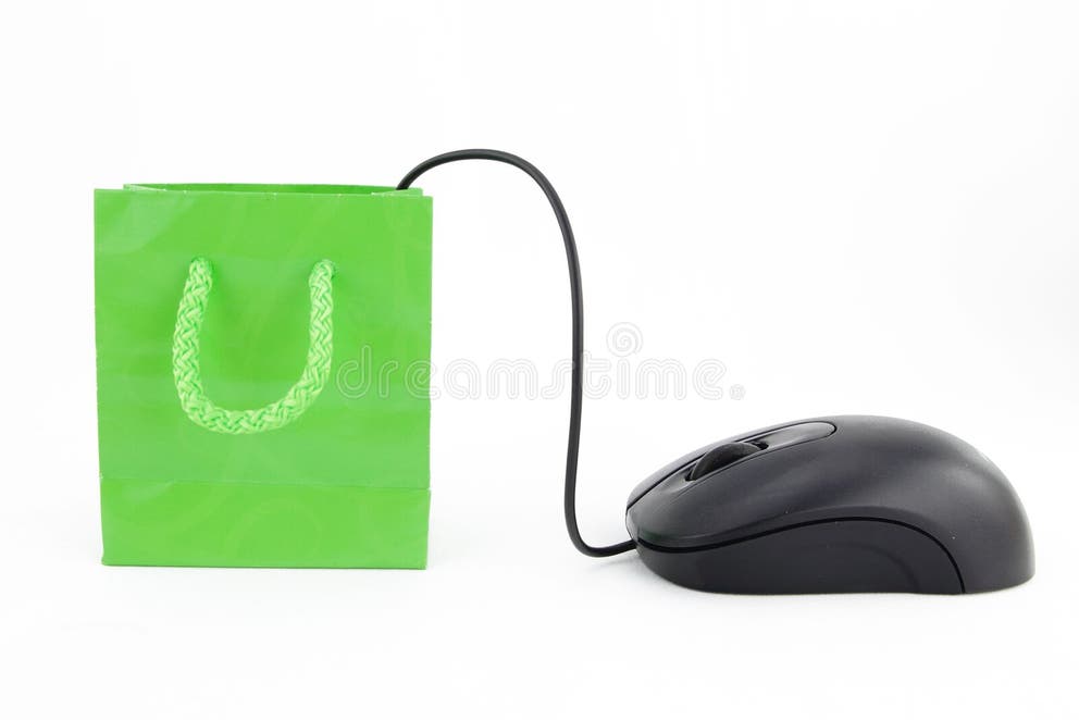 Computer Mouse and Shopping Bag Stock Image - Image of computer, market ...