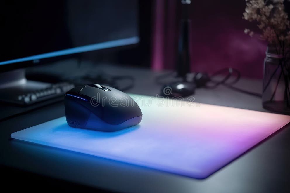 A Computer Mouse Sitting on Top of a Mouse Pad on a Desk Stock ...