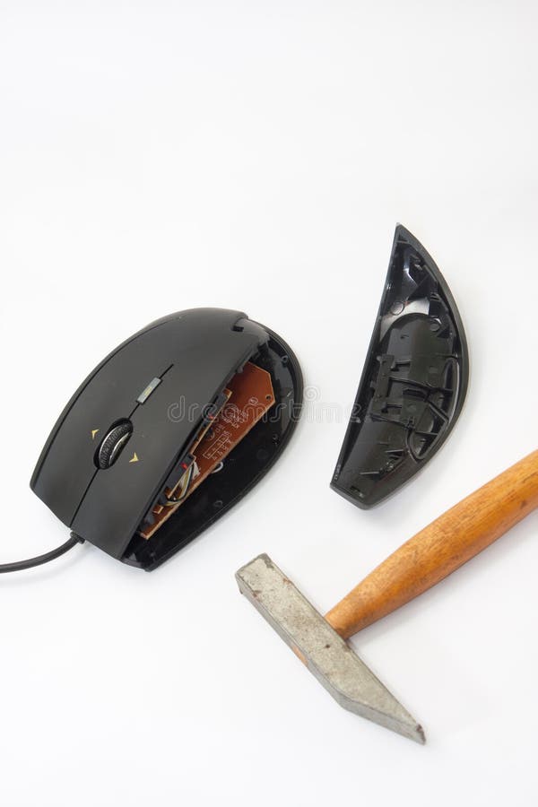 Computer Mouse Smashed with Hammer Stock Image - Image of ...
