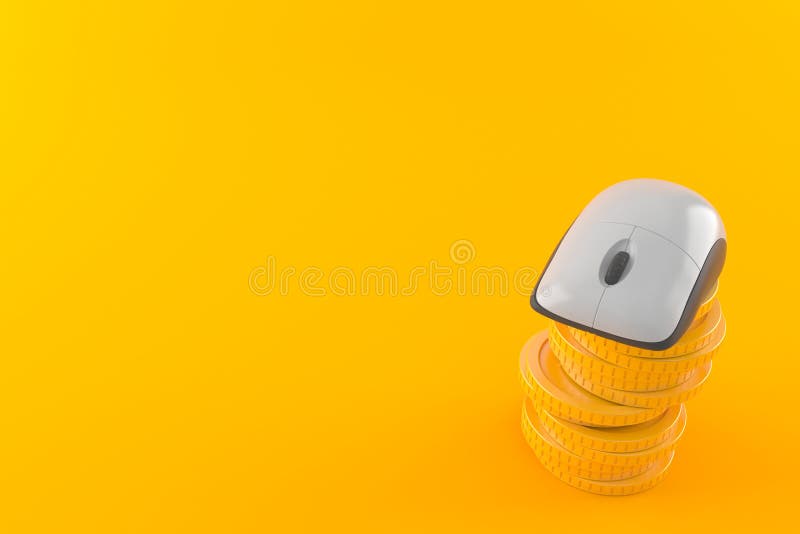 Computer Mouse with Stack of Coins Stock Illustration - Illustration of ...