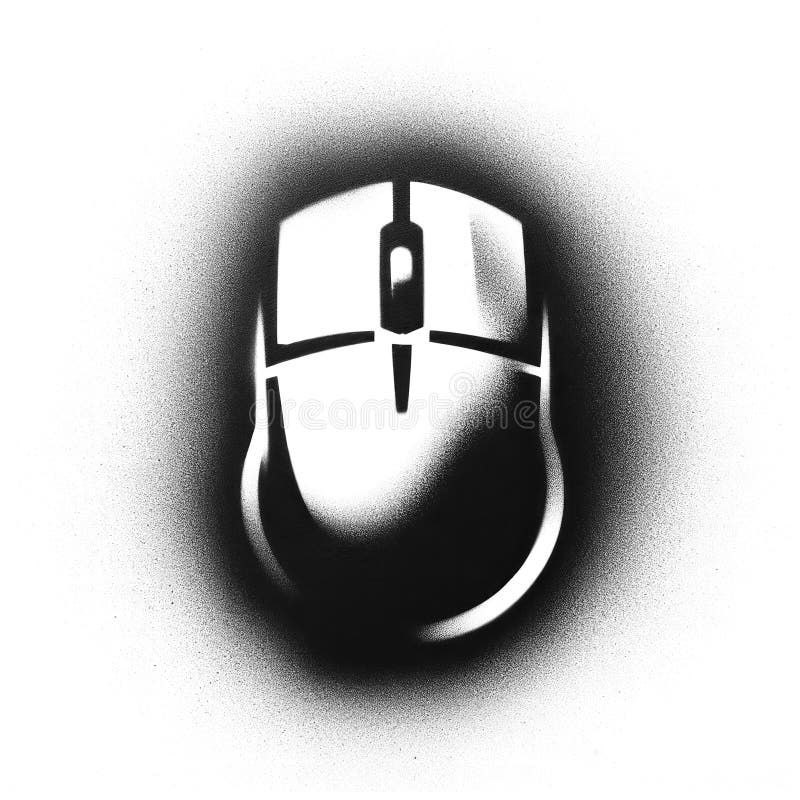 A Computer-mouse in Stencil-art Style,black and White Stock ...