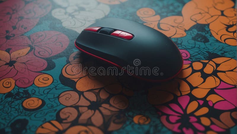 Patterned Gaming Mouse Pad on Computer Desk in Minimalist Style Stock ...