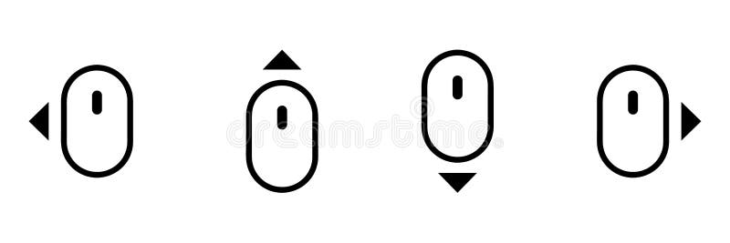 Computer Mouse Swipe Icon Set. Scrolling Computer Mouse Line Icons Set ...