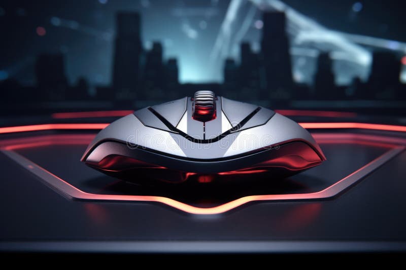 Computer Mouse on Table with City Backdrop. Gaming Gadget with Sleek ...