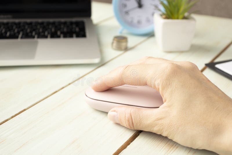 Computer Mouse on Table, Closeup Stock Photo - Image of portable ...