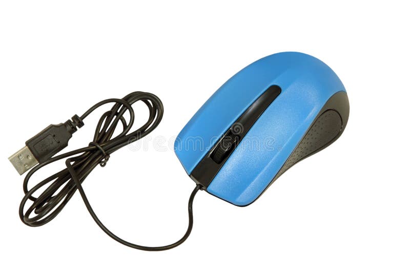 Computer Mouse with USB Cable Isolated on White.Top View. Stock Image ...