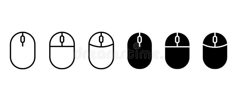 Computer Mouse Vector Icons Set. Black and White Computer Mouse Symbol ...