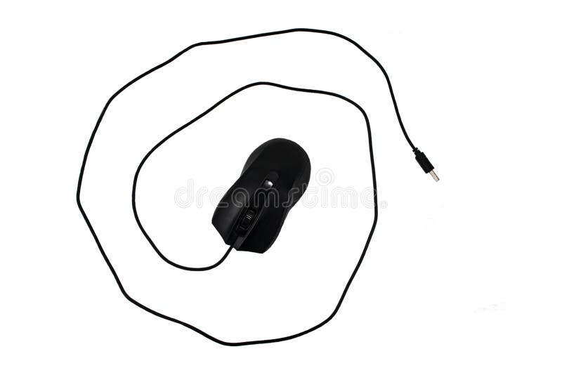 A Computer Mouse with a Wire on a White Background. Stock Image - Image ...