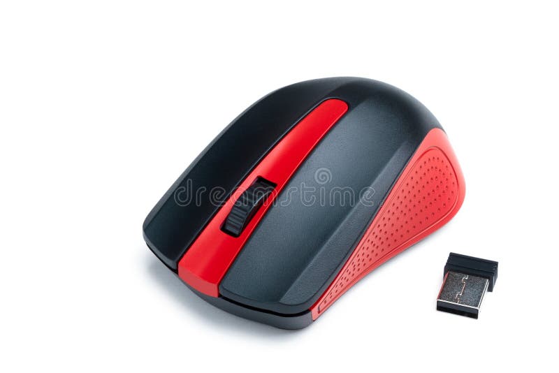 Computer Mouse Wireless with Receiver USB Isolated on White Background ...