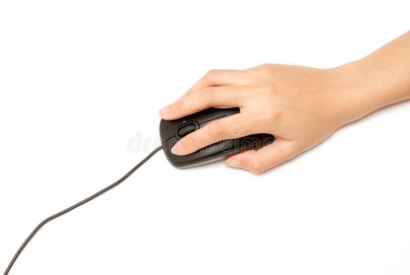 Computer Mouse in Woman S Hand Stock Photo - Image of equipment, button ...