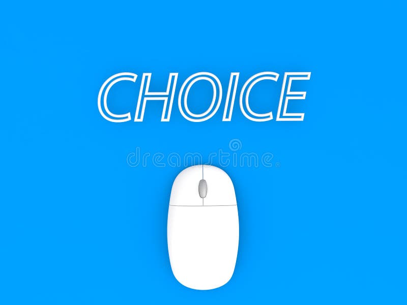 Computer Mouse and the Word CHOICE on a Blue Background Background ...
