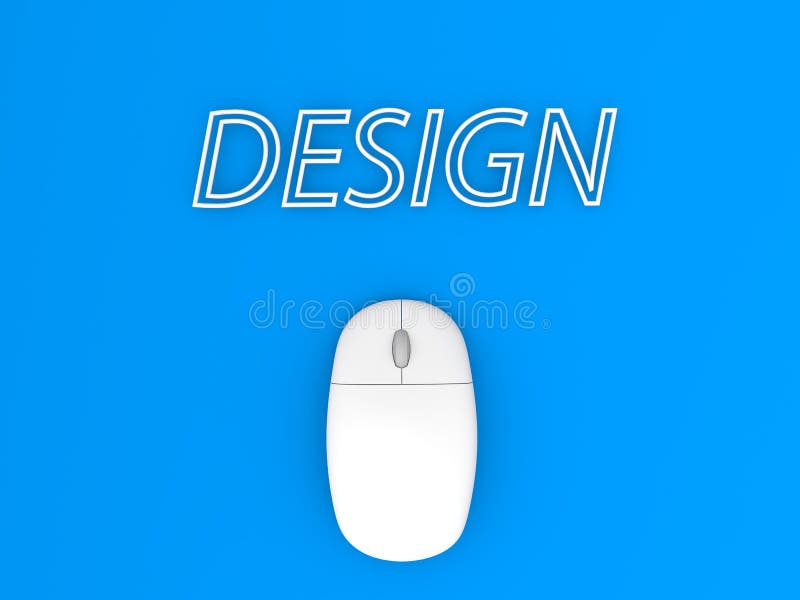 Computer Mouse and the Word DESIGN on a Blue Background Background ...