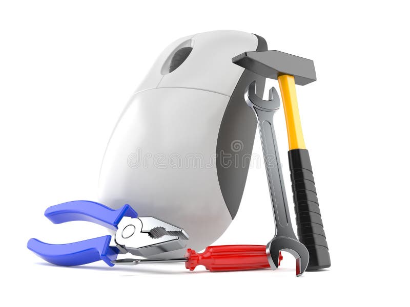 Computer Mouse with Work Tools Stock Illustration - Illustration of ...