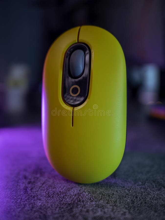 The Computer Mouse that is Yellow. Stock Photo - Image of lighting ...