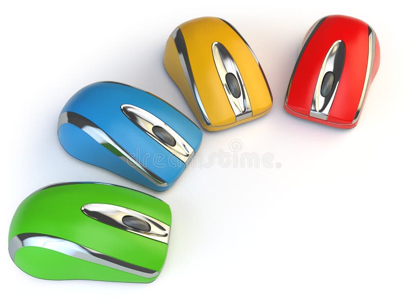 Computer Mouses with Different Colors Isolated on White Stock ...