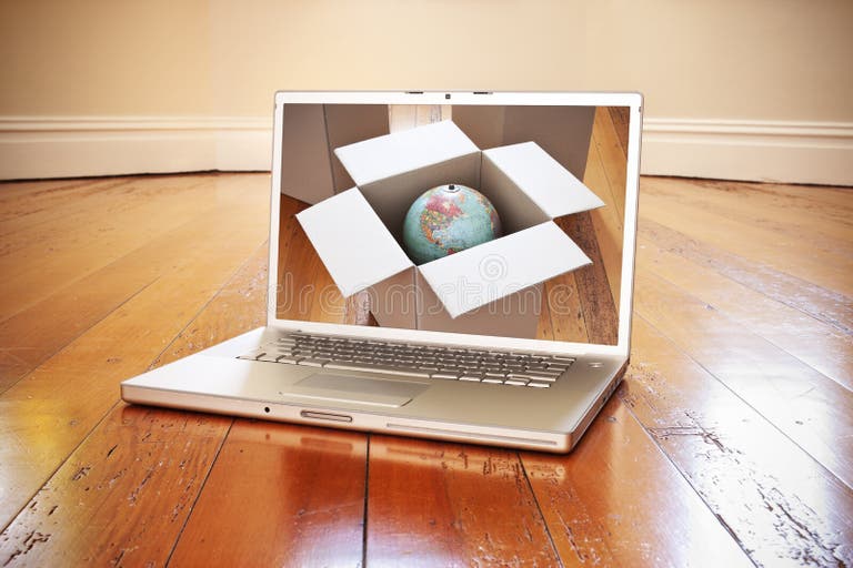 Computer Moving Box stock photo. Image of laptop, technology - 28016646