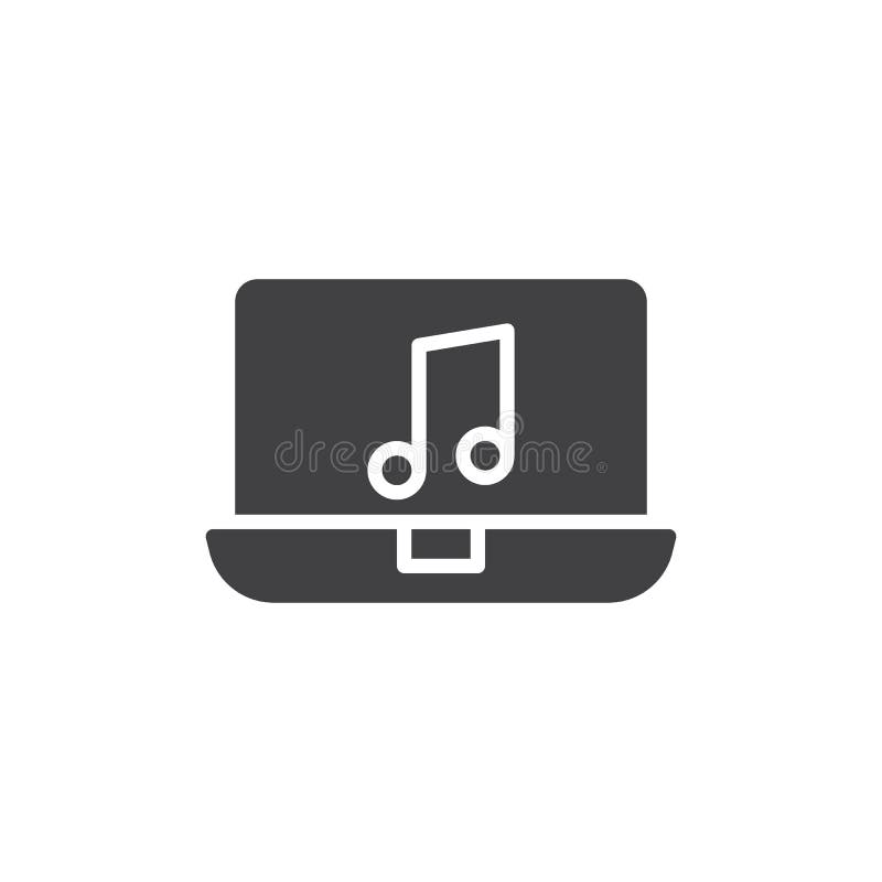 Computer Music Screen Vector Icon Stock Vector - Illustration of ...