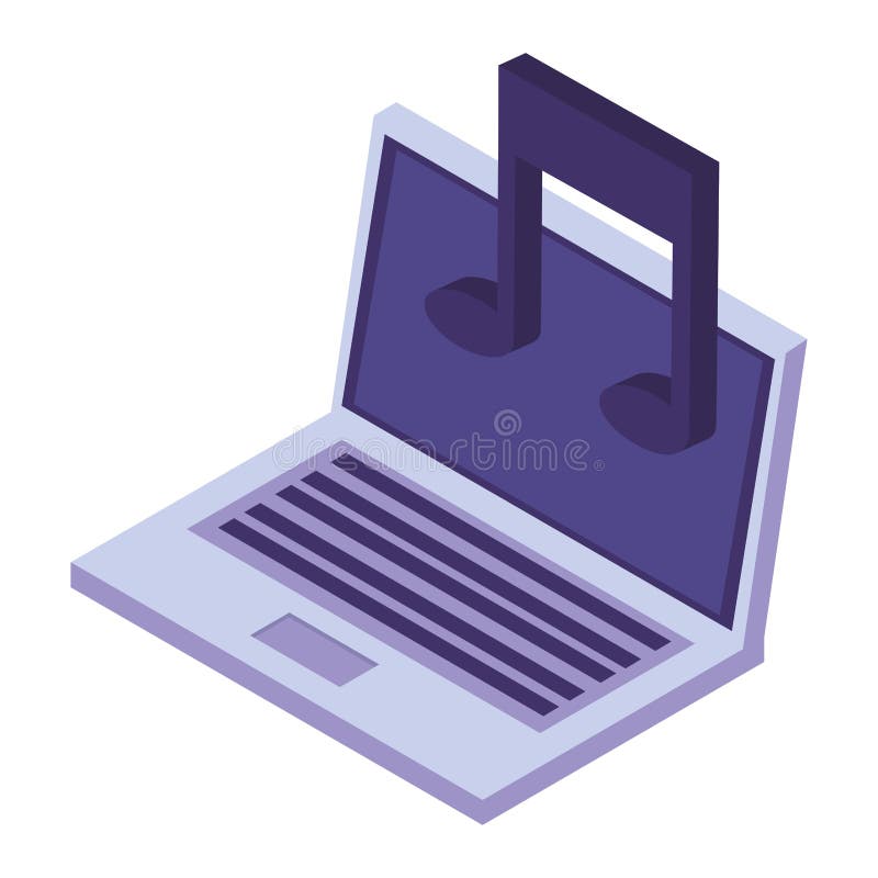 Computer and musical note stock vector. Illustration of concept - 138655138