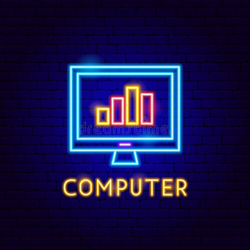 Computer Neon Label stock vector. Illustration of concept - 157145171