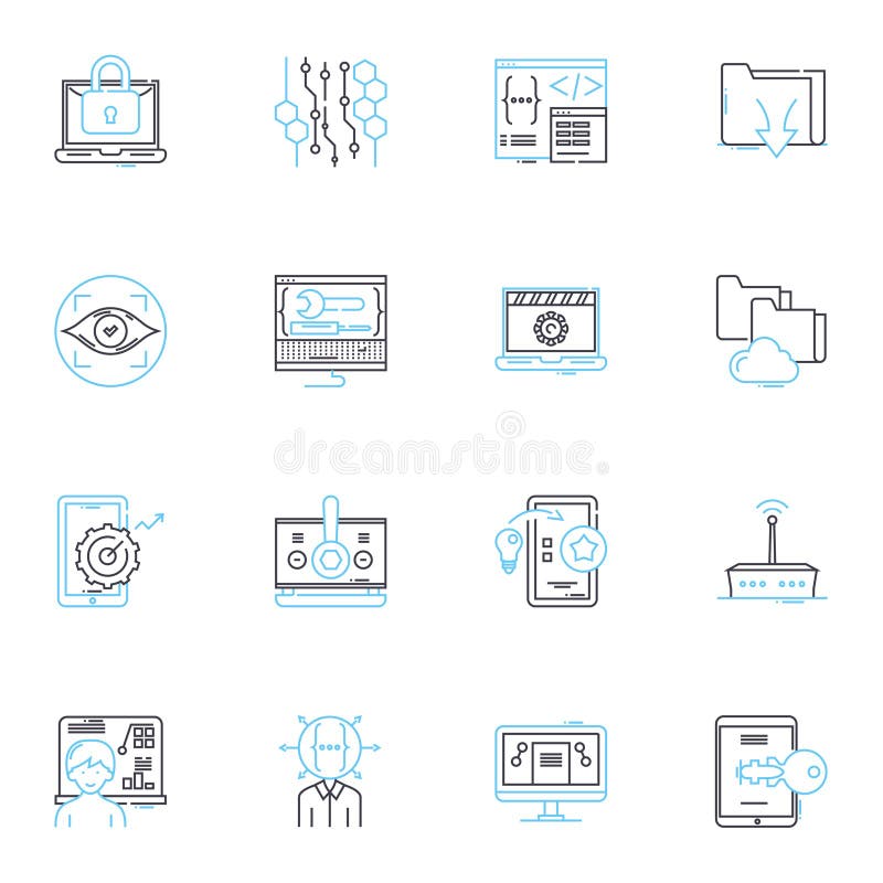 Computer Nerk Linear Icons Set. Ethernet, LAN, WLAN, Router, Switch ...